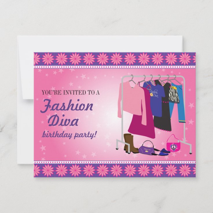Fashion Diva Birthday Party Invitation | Zazzle
