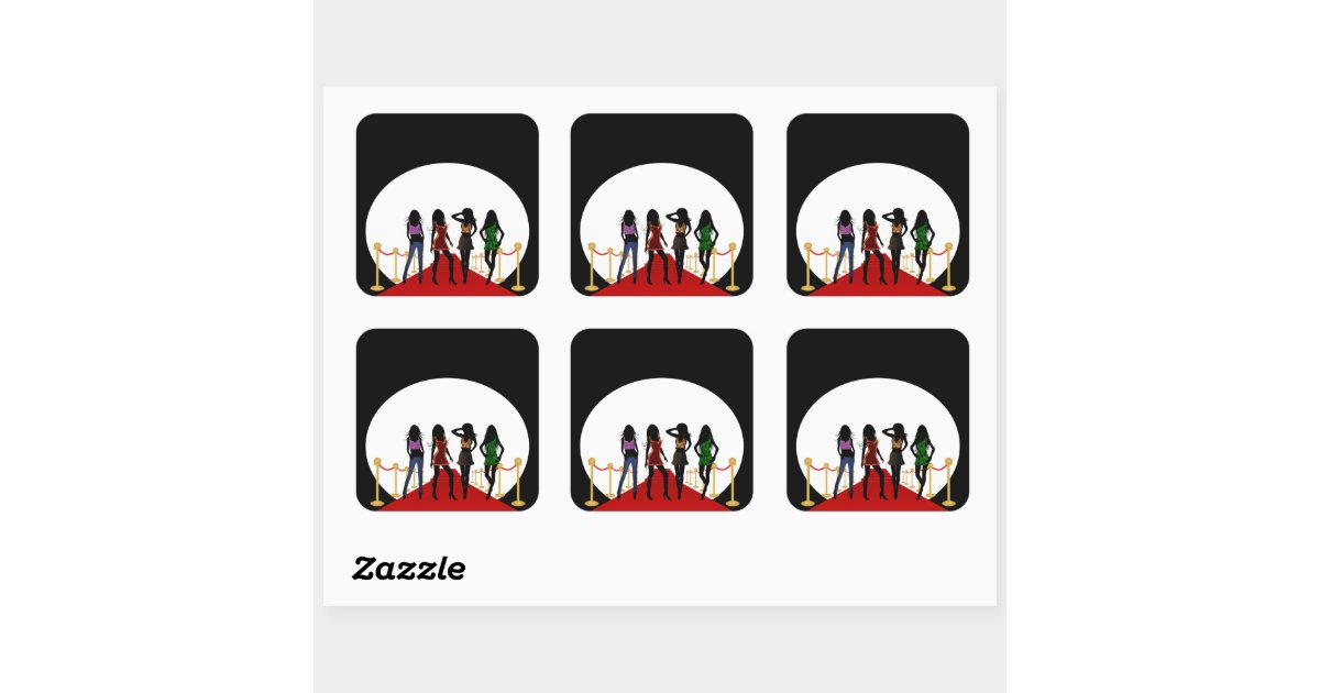 Fashion Girls on the Red Carpet Square Stickers | Zazzle
