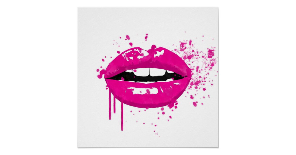 Fashion glamour trendy beauty makeup pink lips poster | Zazzle