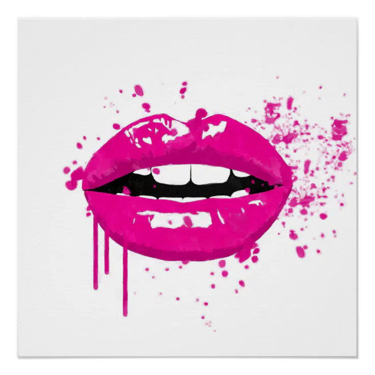 Fashion glamour trendy beauty makeup pink lips poster | Zazzle
