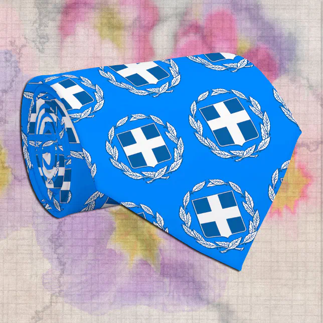 Fashion Greece Emblem Tie, Blue Greek Flag Neck Tie | Zazzle
