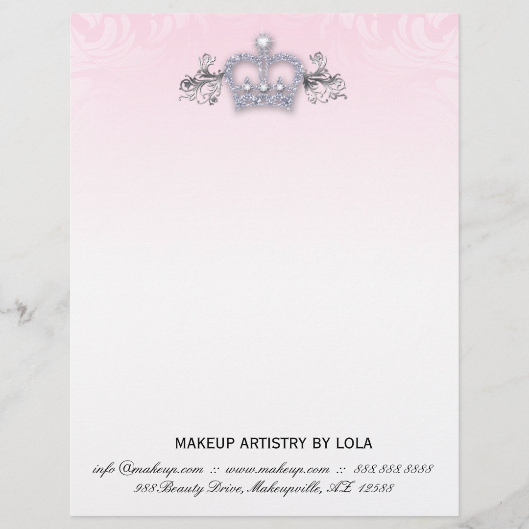Fashion Jewelry Salon Letterhead Crown Pink | Zazzle