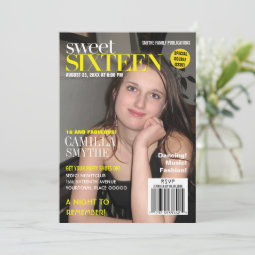 Fashion Magazine Right Cover Sweet Sixteen Party Invitation | Zazzle