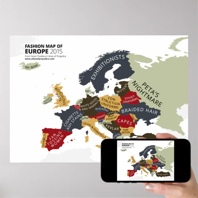 Fashion Map of Europe Poster | Zazzle