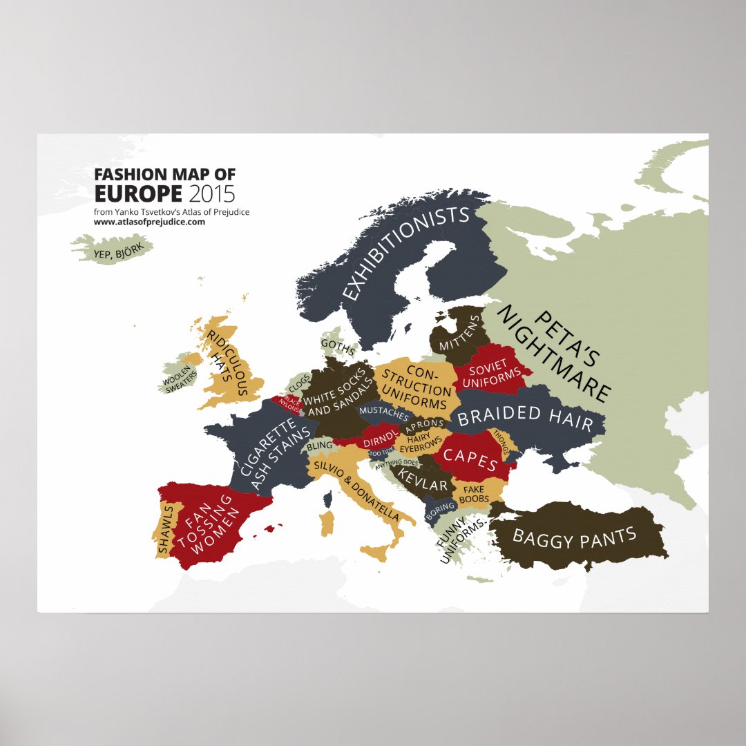 Fashion Map of Europe Poster | Zazzle