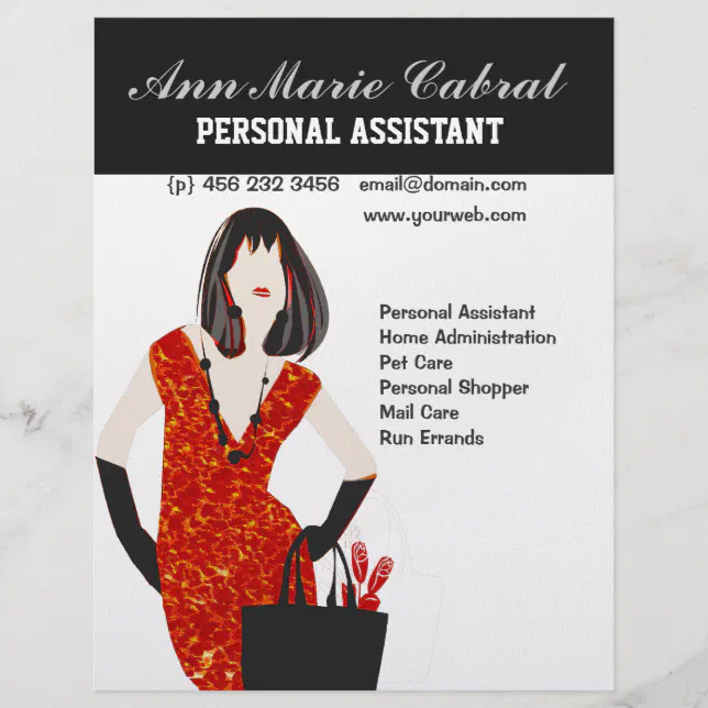 Fashion Model Woman Personal Assistant Fashionista Flyer | Zazzle