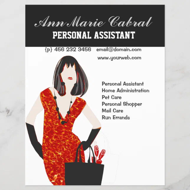 Fashion Model Woman Personal Assistant Fashionista Flyer | Zazzle