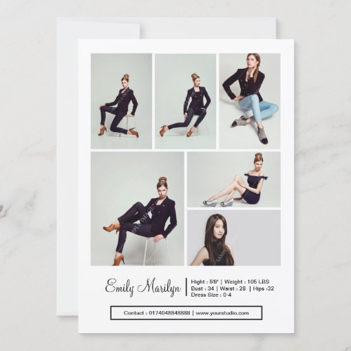 Fashion Modeling Comp Card | Zazzle