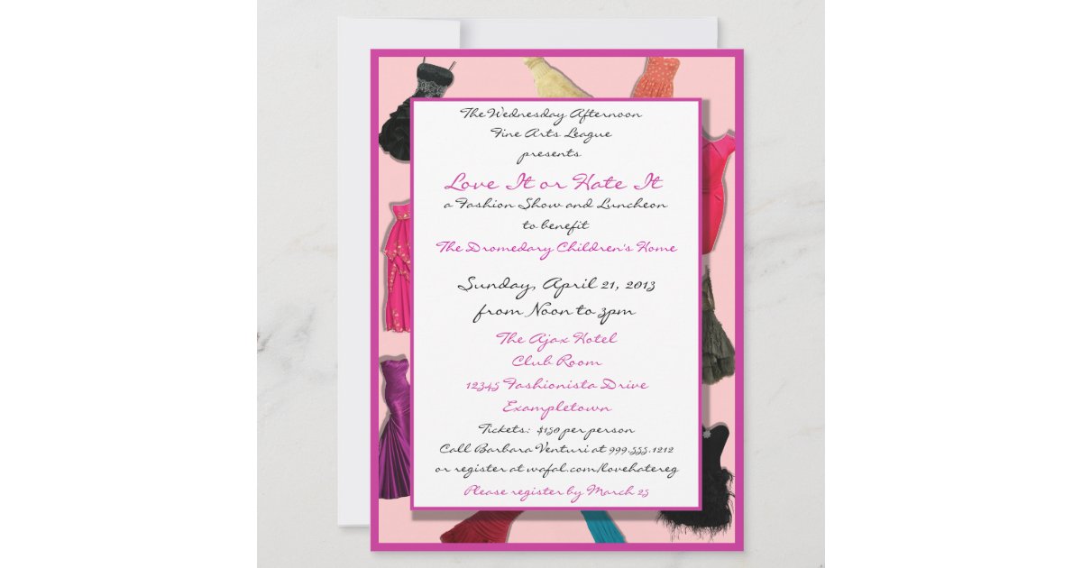 Fashion Show and Luncheon Custom Invitations | Zazzle