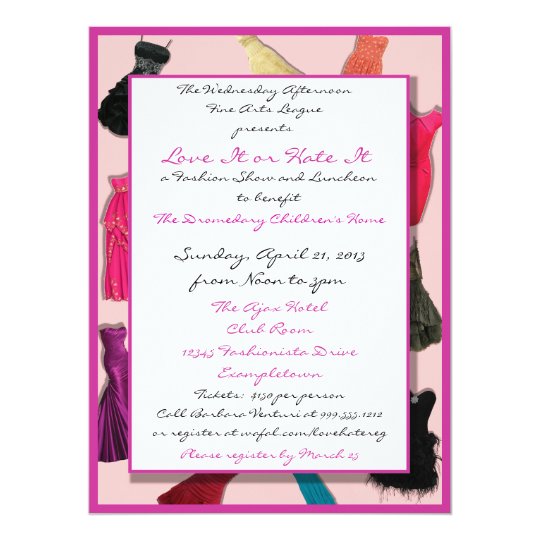 Fashion Show and Luncheon Custom Invitations | Zazzle.com