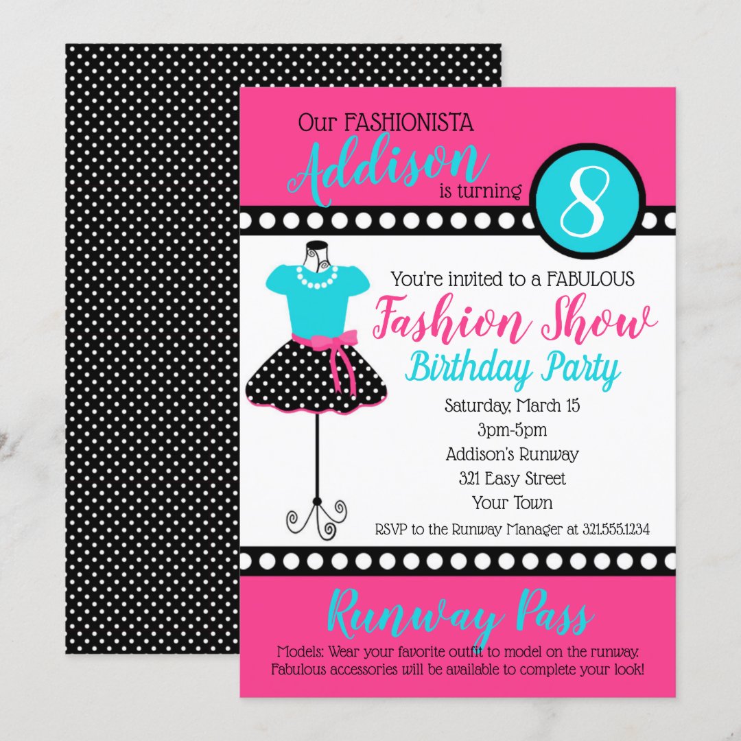 Fashion Show Birthday Party Invitation | Zazzle