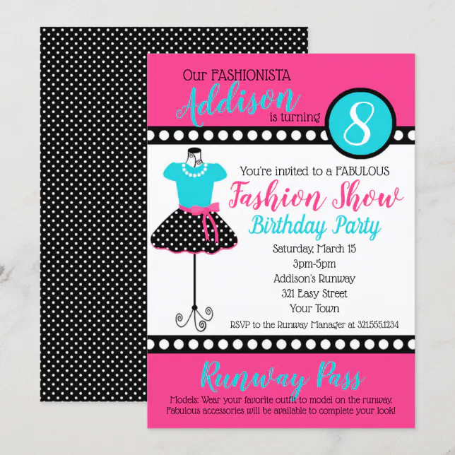 Fashion Show Birthday Party Invitation | Zazzle
