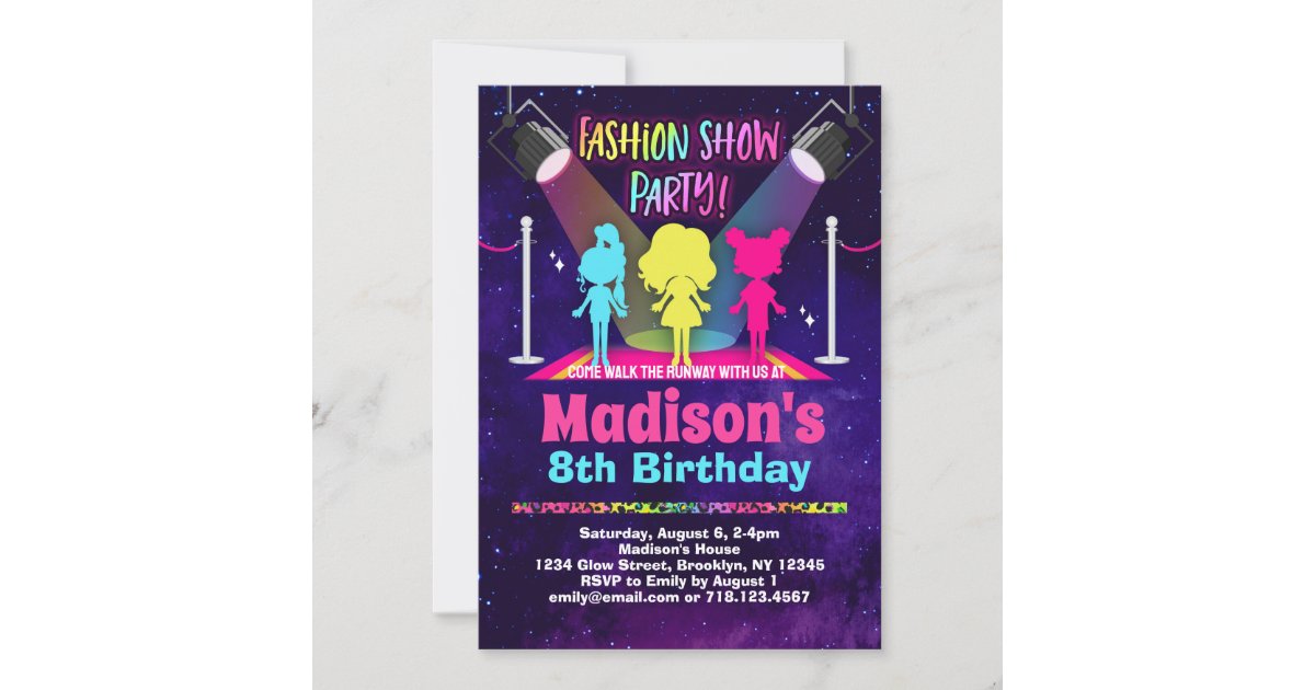 Fashion Show Birthday Party Invitation | Zazzle