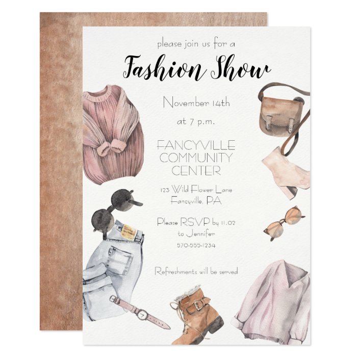Fashion Show Invitations Watercolor Style | Zazzle.com