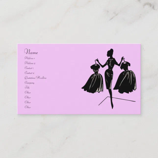 Fashion Silhouette Business Card | Zazzle