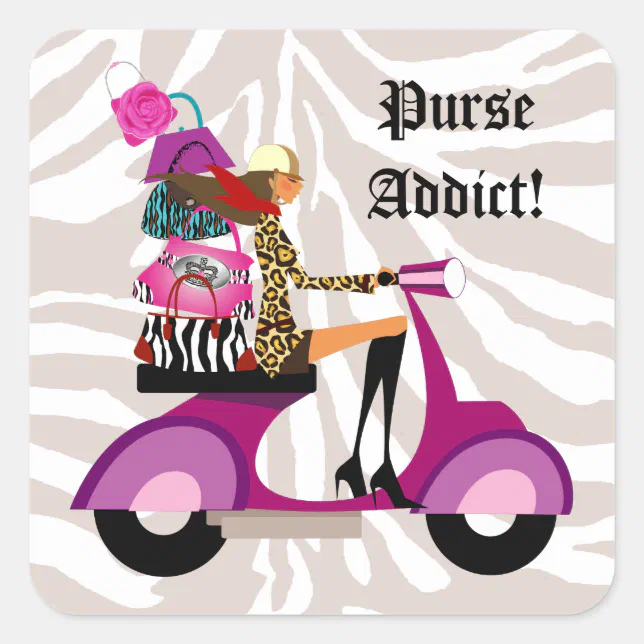 Fashion Stickers Scooter Woman Purses Zebra | Zazzle