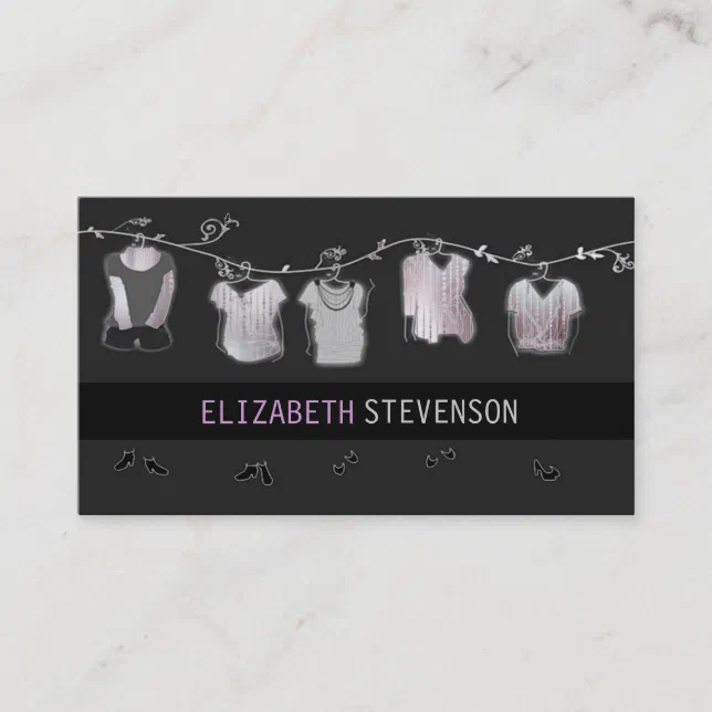 Fashion Stylist Designer Wardrobe Boutique Business Card | Zazzle