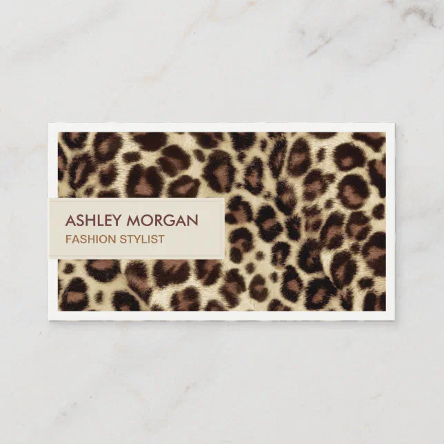 Fashion Stylist - Trendy Leopard Print Business Card | Zazzle