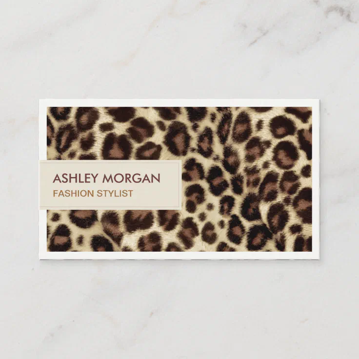Fashion Stylist - Trendy Leopard Print Business Card | Zazzle