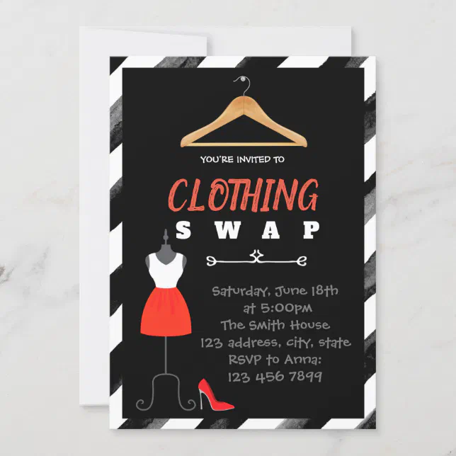 Fashion swap party invitation | Zazzle