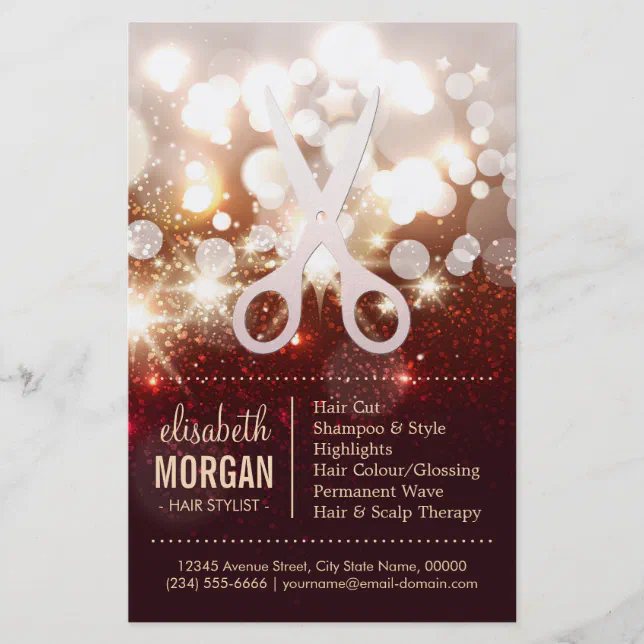 Fashionable Hair Stylist - Gold Glitter Sparkle Flyer | Zazzle