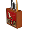 Fashionable Red and Jaguar Custom Desk Organizer | Zazzle