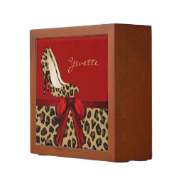 Fashionable Red and Jaguar Custom Desk Organizer | Zazzle