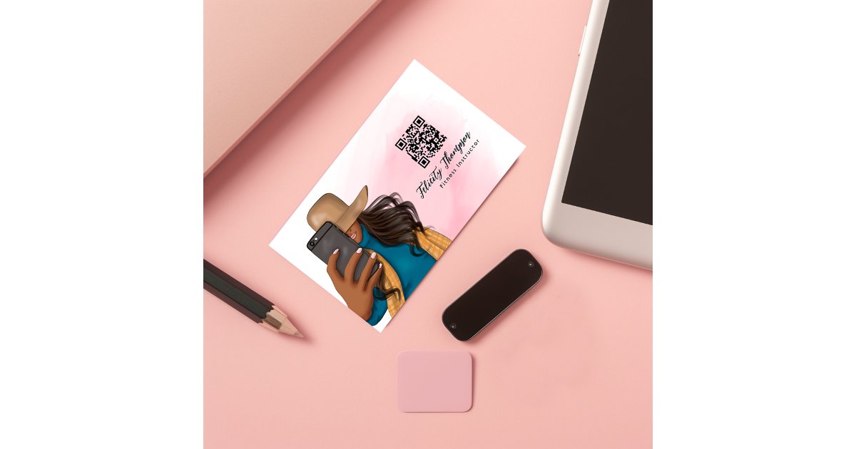 Fashionable Selfie Girl QR Code Business Card | Zazzle