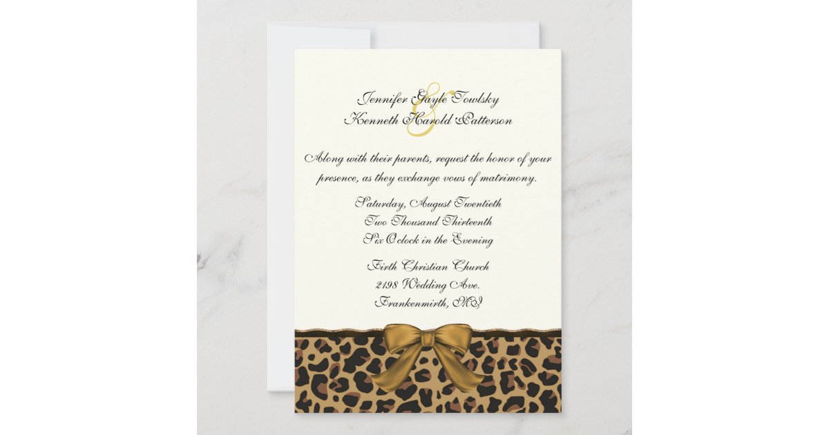 Fashionable Wild Jaguar Pattern Wedding Invitation | Zazzle