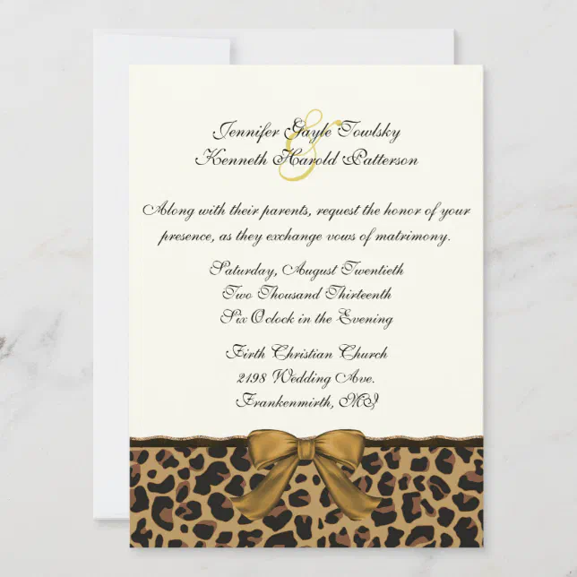Fashionable Wild Jaguar Pattern Wedding Invitation | Zazzle