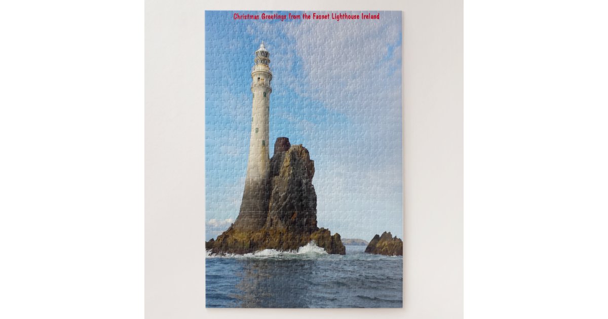 Fasnet Lighthouse "Ireland's Tear Drop" Jigsaw Puz Jigsaw Puzzle | Zazzle