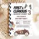 Fast And Curious Brown Race Car 3rd Birthday Party Invitation | Zazzle