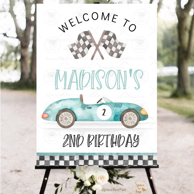Fast car Racing car party Welcome sign Foam Board | Zazzle