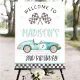 Fast car Racing car party Welcome sign Foam Board | Zazzle