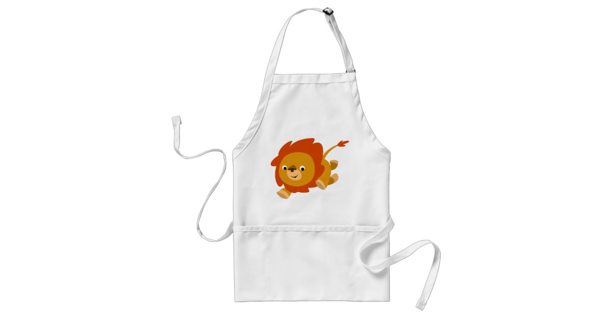 Fast Cute Cartoon Lion Cooking Apron | Zazzle