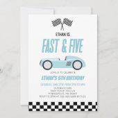 Fast & Five Blue Race Car 5th Birthday Party Invitation | Zazzle