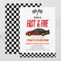 Fast & Five Red Flame Race Car 5th Birthday Party Invitation | Zazzle