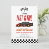 Fast & Five Red Flame Race Car 5th Birthday Party Invitation | Zazzle