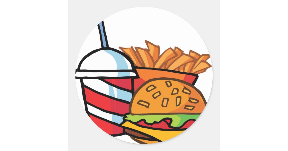 Fast Food Cheeseburger Classic Round Sticker | Zazzle