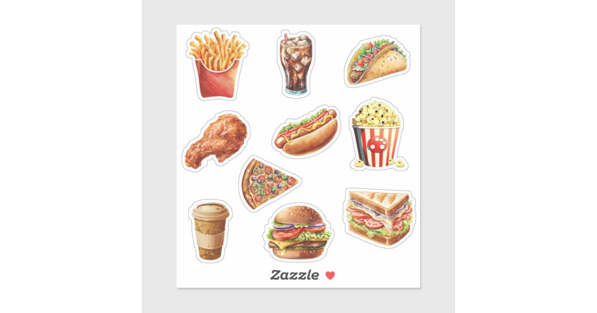 Fast Food Delights Sticker | Zazzle