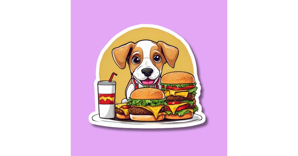 Fast Food Dog Waterproof Sticker | Zazzle
