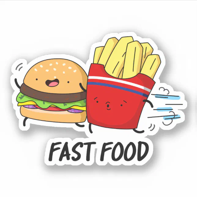 Fast Food Funny Burger And Fries Pun Sticker | Zazzle