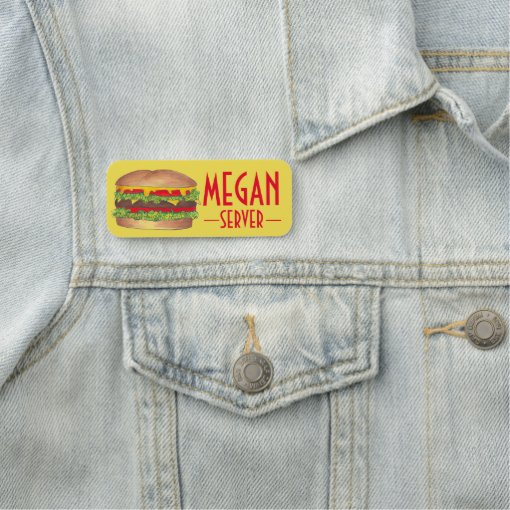 Fast Food Hamburger Cheese Burger Cheeseburger Name Tag | Zazzle