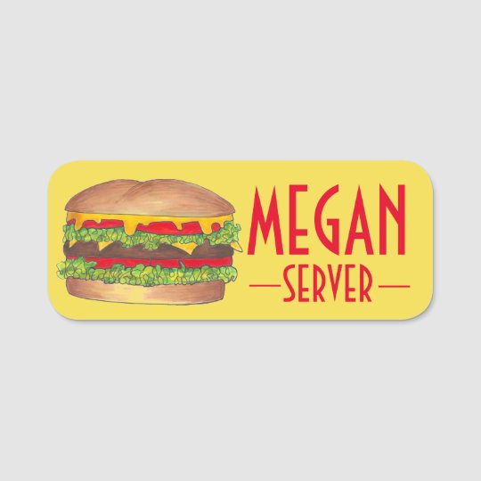 Fast Food Hamburger Cheese Burger Cheeseburger Name Tag | Zazzle.com