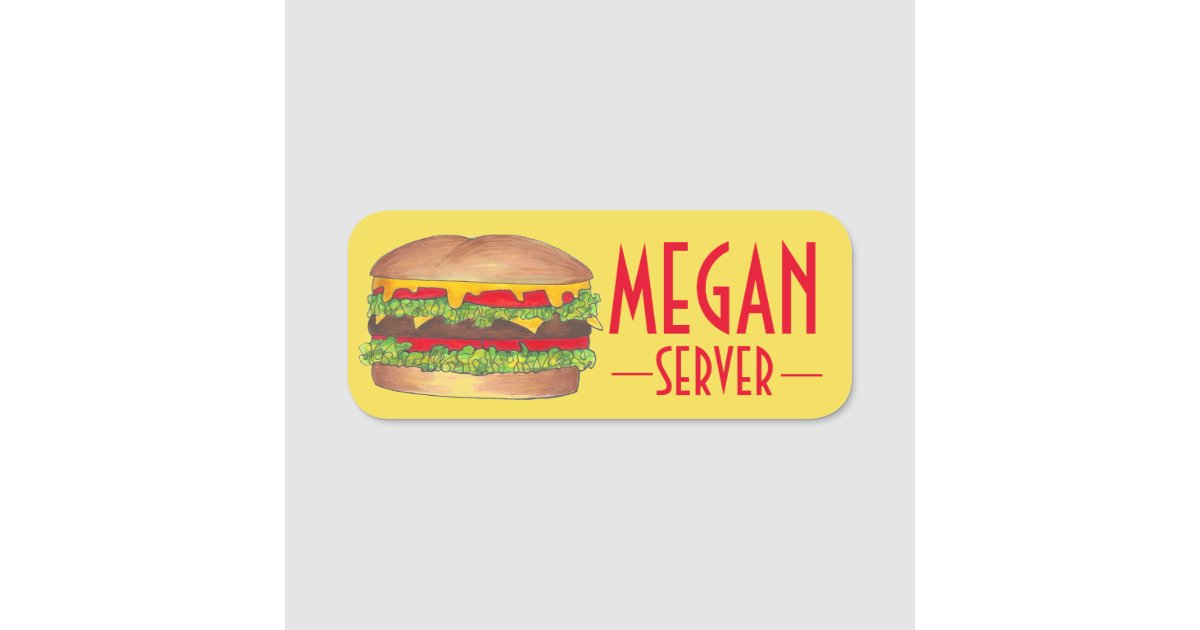 Fast Food Hamburger Cheese Burger Cheeseburger Name Tag | Zazzle