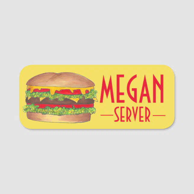 Fast Food Hamburger Cheese Burger Cheeseburger Name Tag | Zazzle