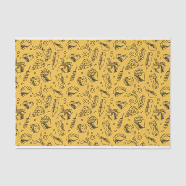 Fast Food Hamburger Fries Hot Dog Chicken Pattern Tissue Paper | Zazzle