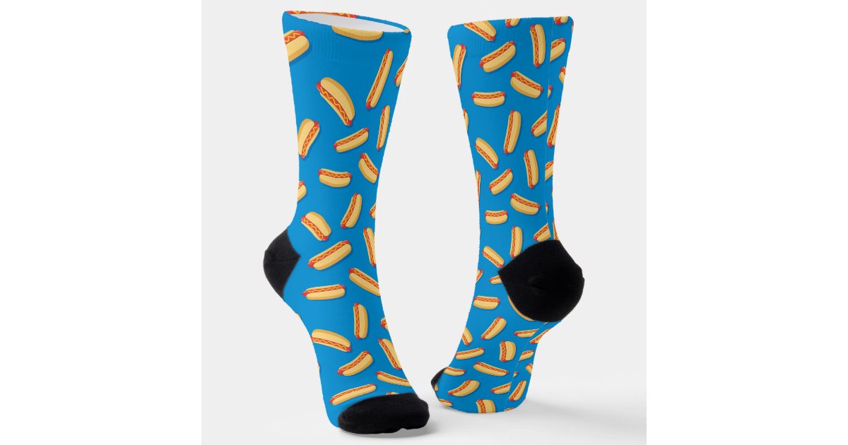 Fast Food Hotdogs Pattern Socks | Zazzle