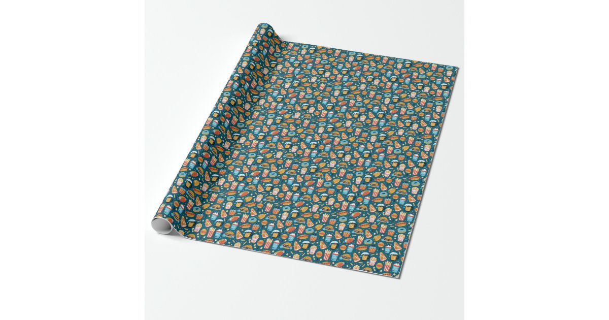 Fast Food Icons: Vintage Doodles Wrapping Paper | Zazzle
