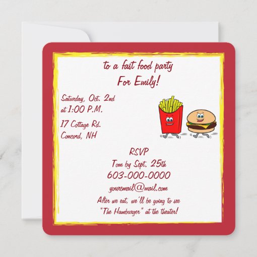 Fast Food Party Invitation | Zazzle